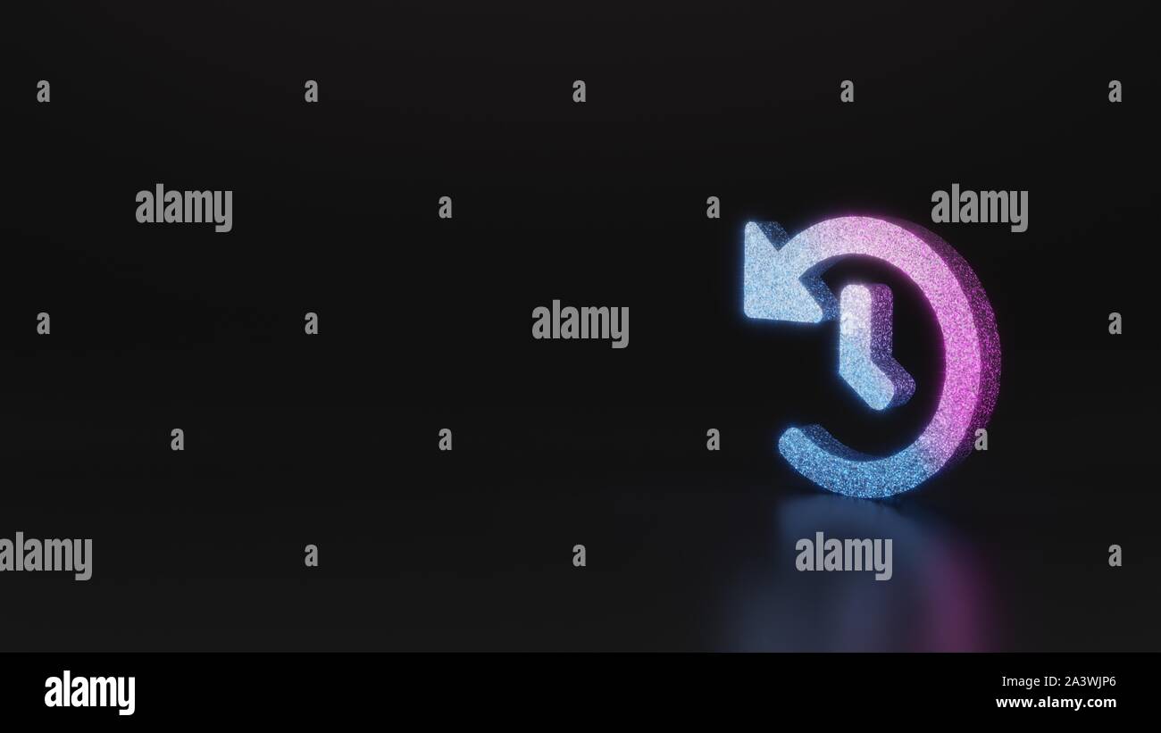 glitter neon violet pink ombre symbol of clock with counterclockwise ...