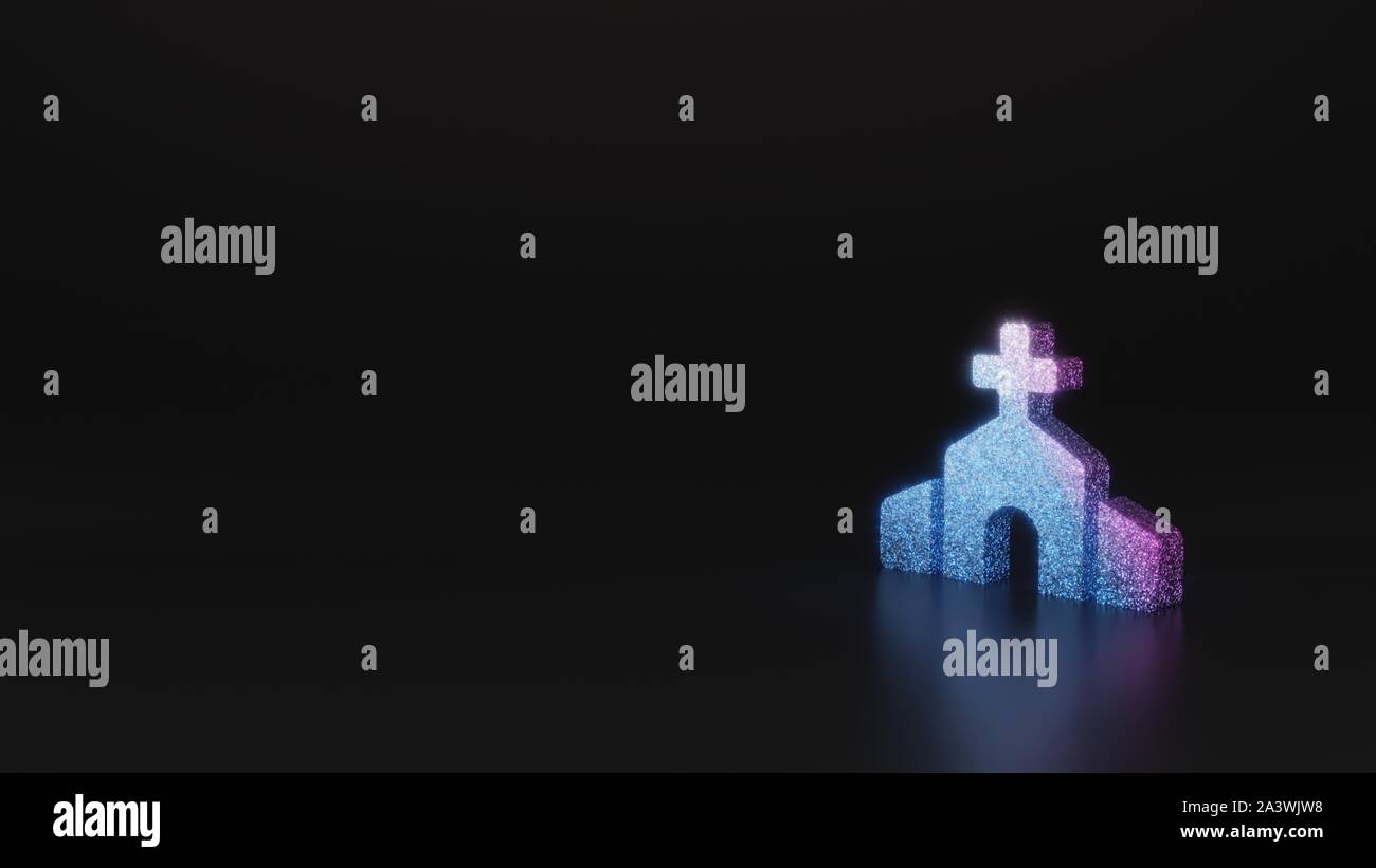 glitter neon violet pink ombre symbol of church with central part with ...