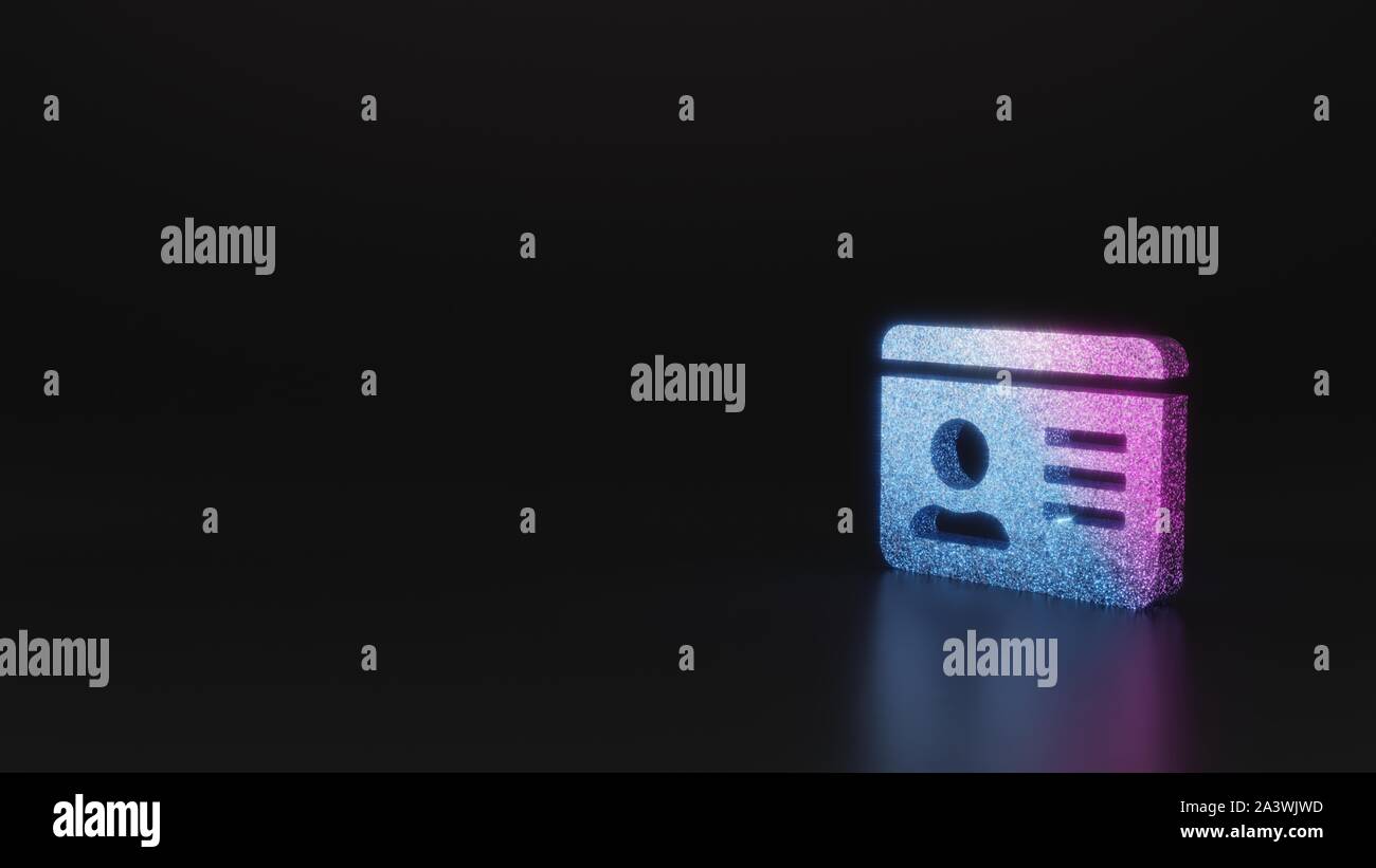 glitter neon violet pink ombre symbol of id card with personal photo 3D ...