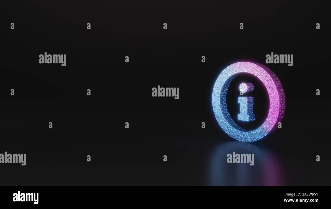 glitter neon violet pink ombre symbol of information sign in circle 3D ...