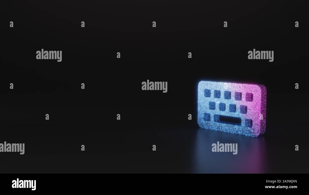 glitter neon violet pink ombre symbol of computer keyboard 3D rendering ...