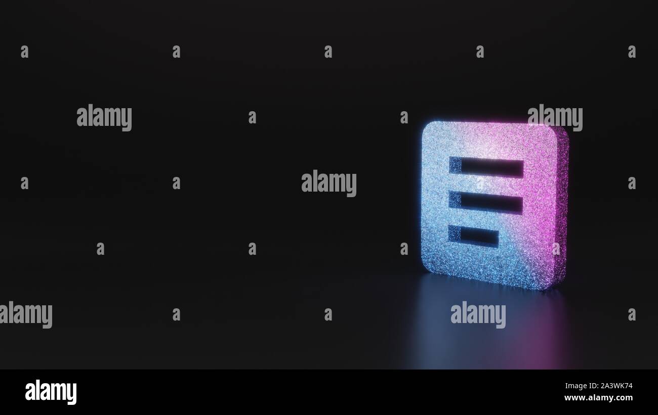 glitter neon violet pink ombre symbol of text lines on rounded square ...