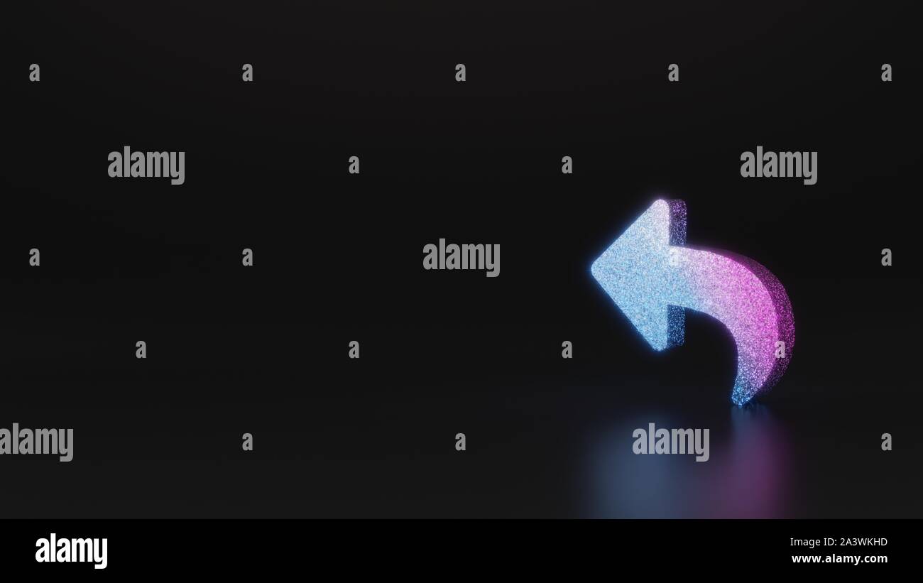 glitter neon violet pink ombre symbol of reply sign 3D rendering on ...