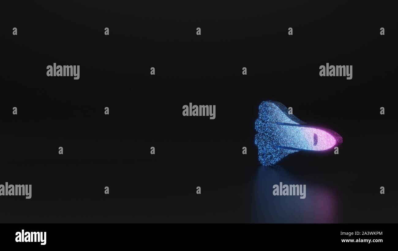 glitter neon violet pink ombre symbol of space shuttle 3D rendering on ...