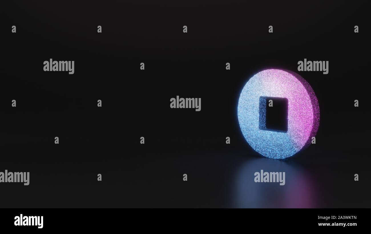 glitter neon violet pink ombre symbol of stop sign in circle 3D ...