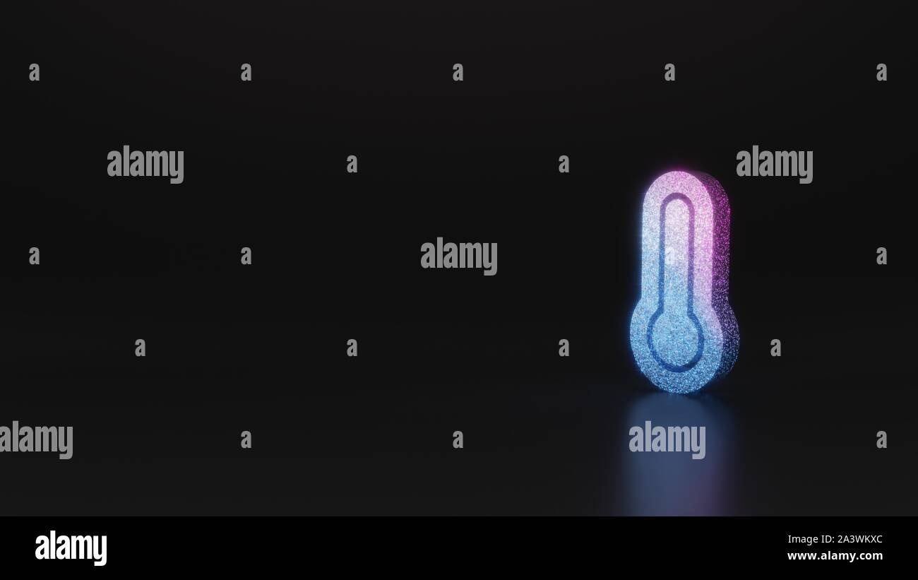 glitter neon violet pink ombre symbol of thermometer full 3D rendering ...
