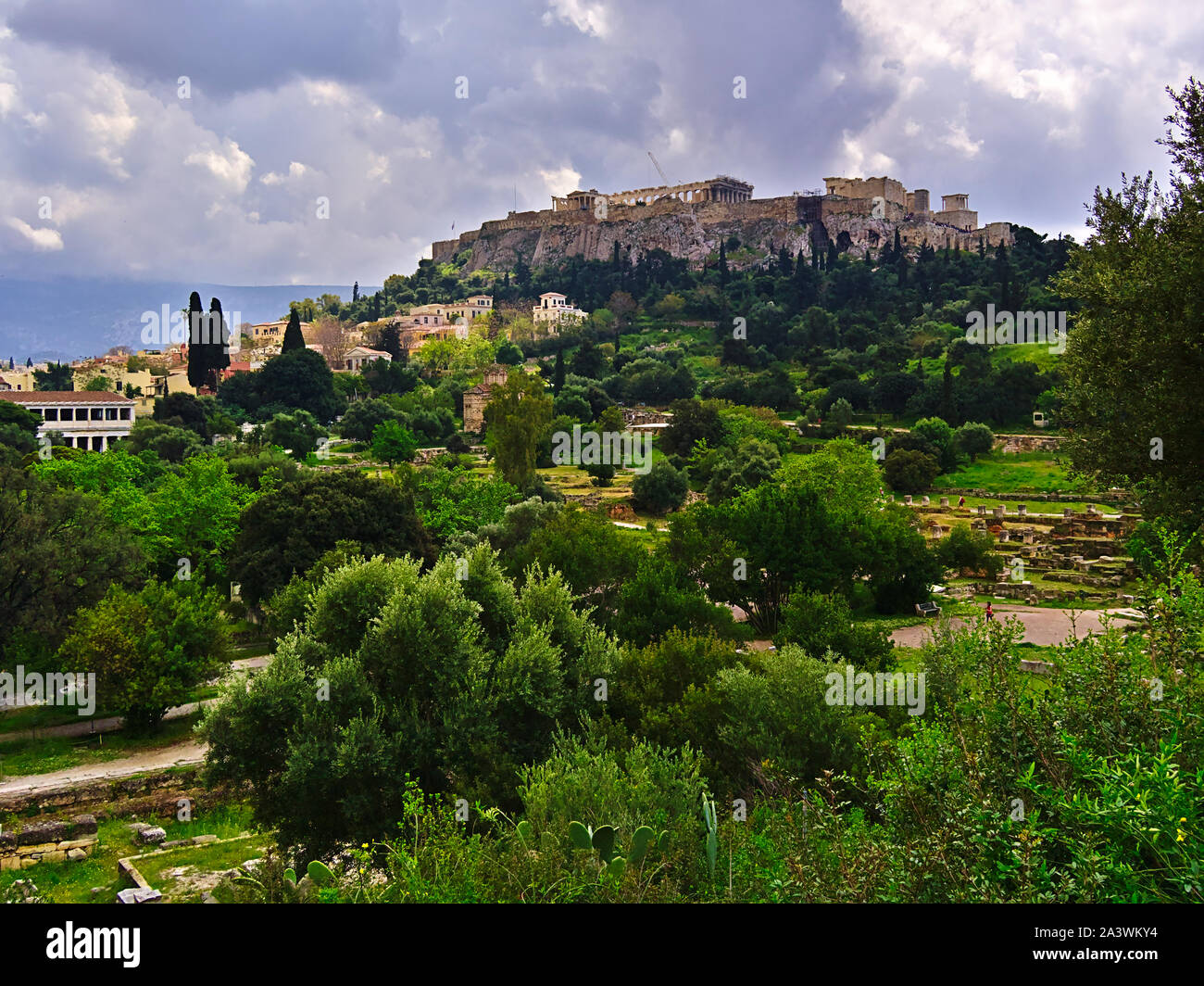Acropolis and ancient Agora, Stoa of Attalos and Lycabettus hill ...