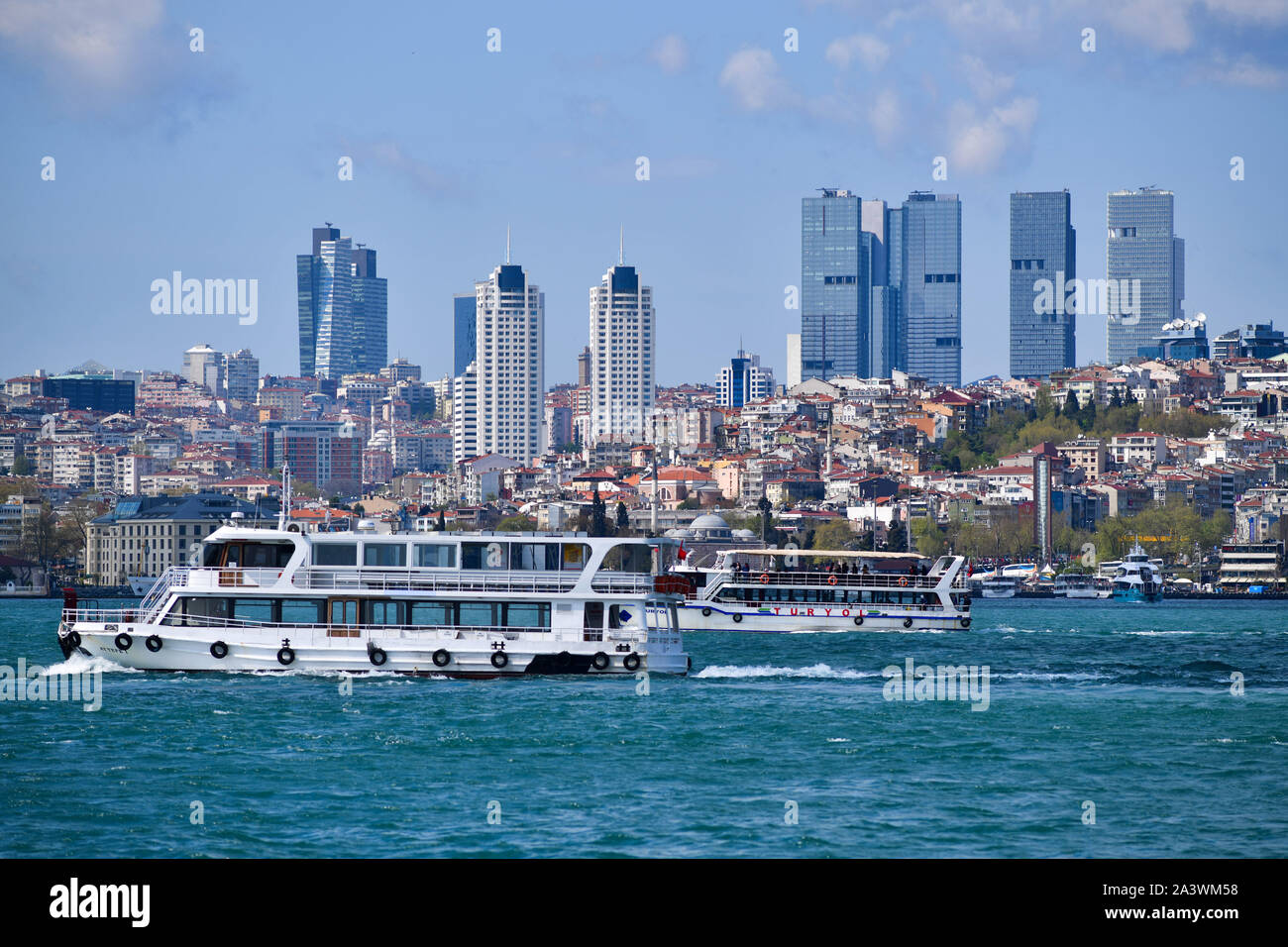 Turkey: Istanbul. Overview of office buildings in the business district ...
