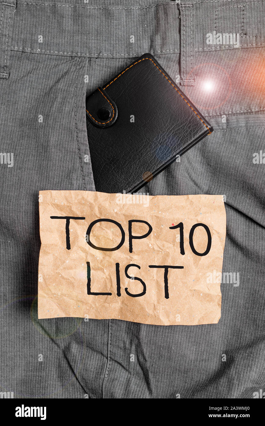 Word writing text Top 10 List. Business photo showcasing the ten most ...