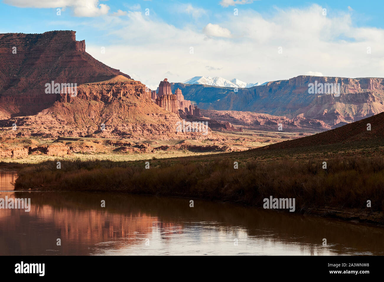 Fisher Towers and the Colorado River near Moab, Utah, USA Stock Photo ...