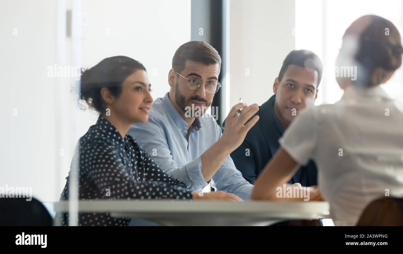 Student group discussion serious hi-res stock photography and images ...