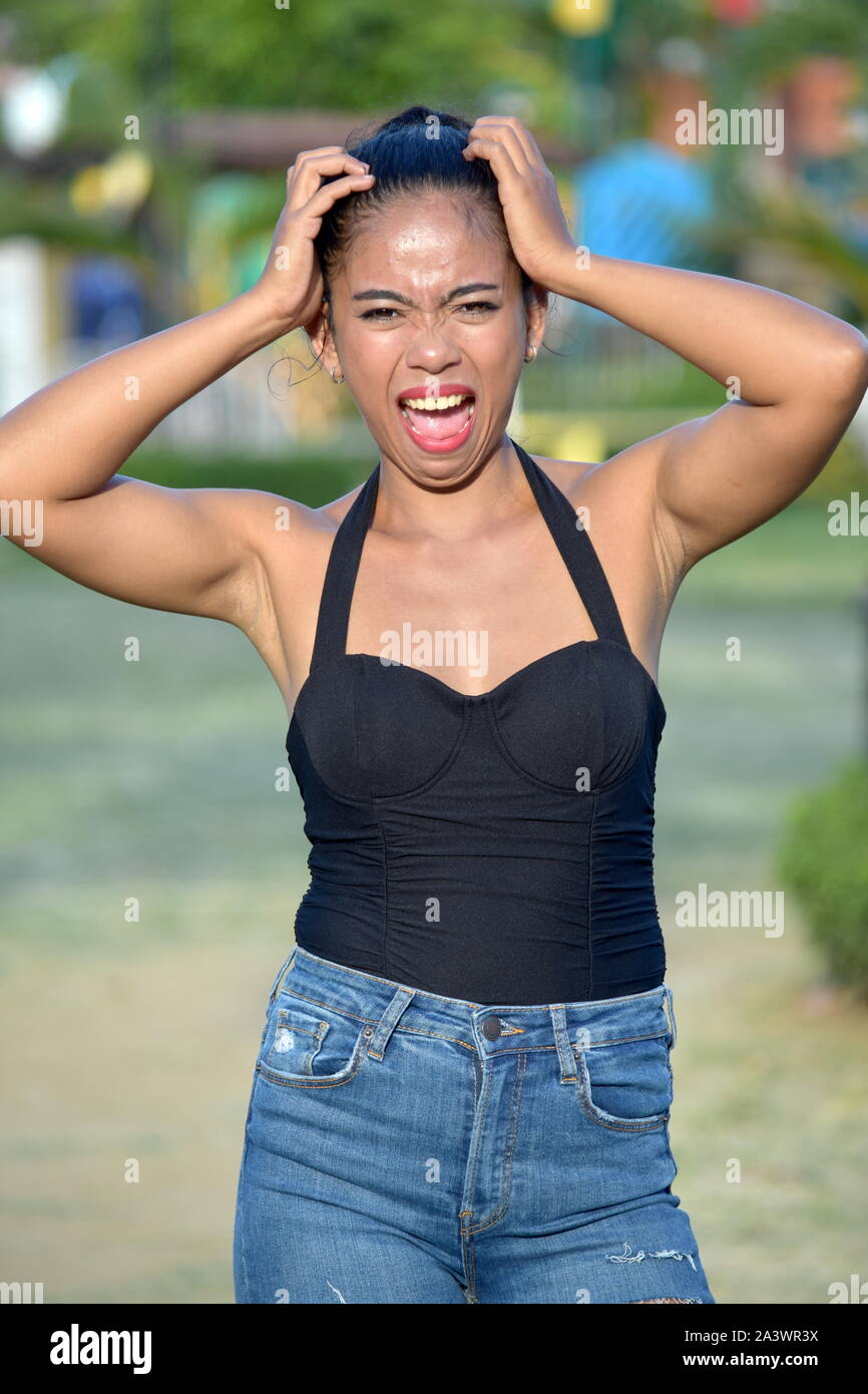 Stressed Female Woman Stock Photo - Alamy