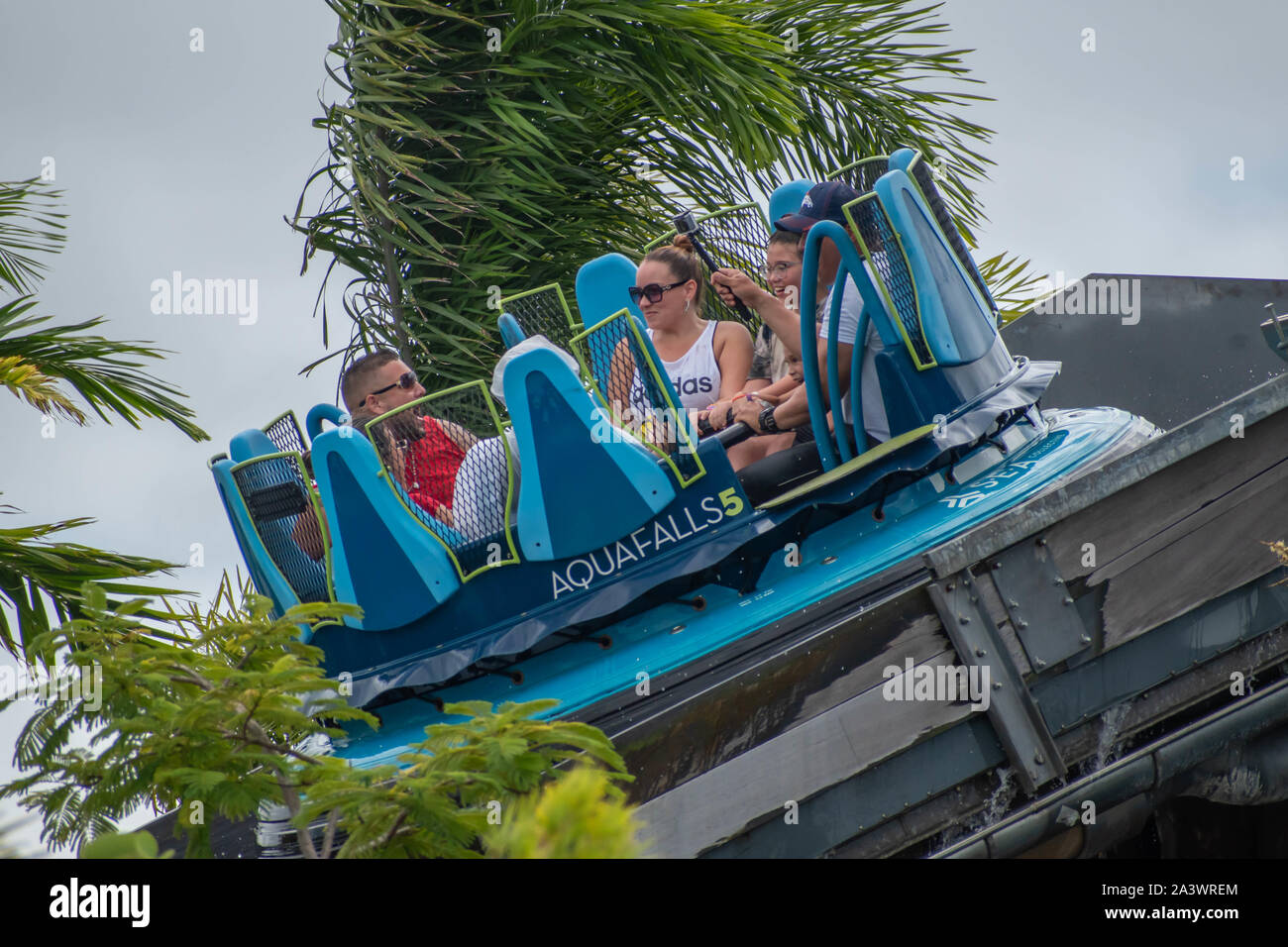 Orlando, Florida. September 21, 2019. People enjoying Infinity Falls at ...