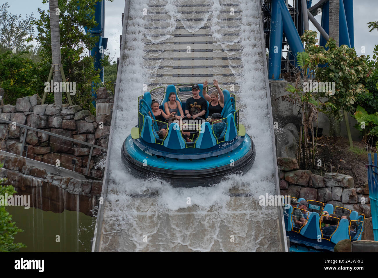Orlando, Florida. September 21, 2019. People enjoying Infinity Falls at ...