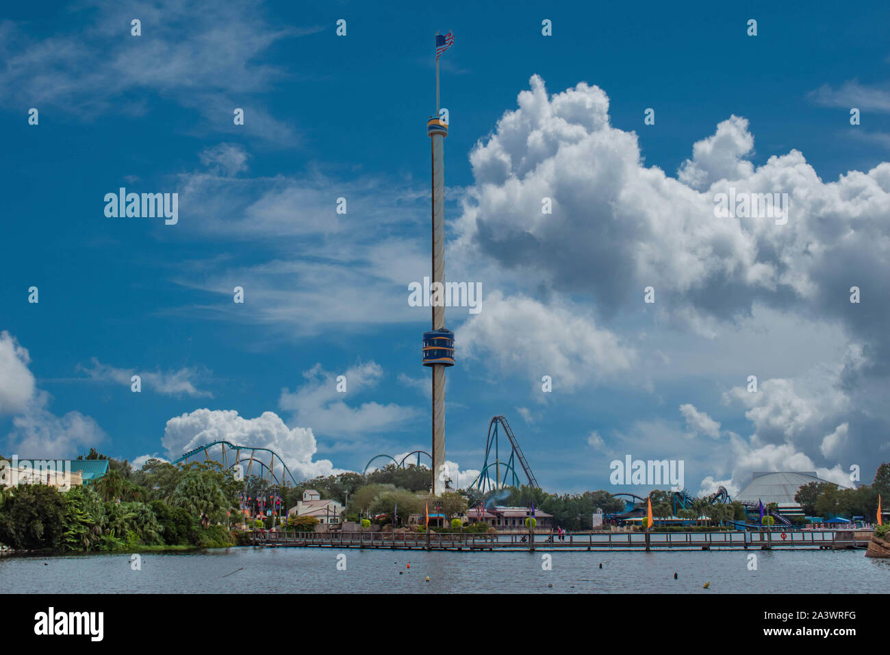 Orlando, Florida. September 21, 2019. Panoramic view of Sky Tower and ...