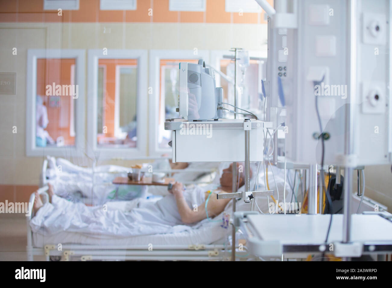 Belarus, Gomel, June 01, 2017. Central Hospital.Resuscitation unit with ...