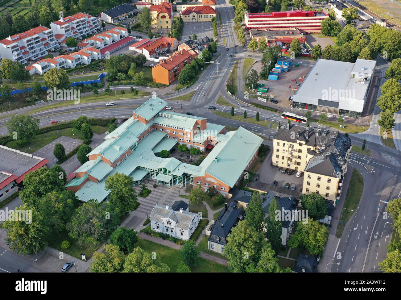 Aerial view, city of Motala.Foto Jeppe Gustafsson Stock Photo - Alamy
