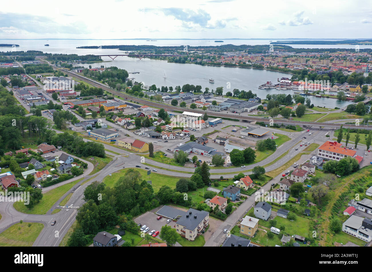 Aerial view, city of Motala.Foto Jeppe Gustafsson Stock Photo - Alamy