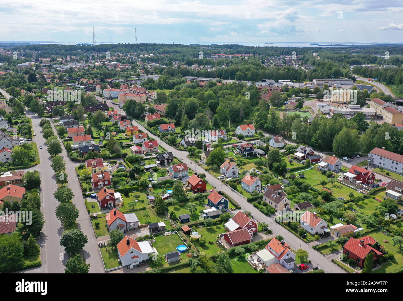 Aerial view, city of Motala.Foto Jeppe Gustafsson Stock Photo - Alamy