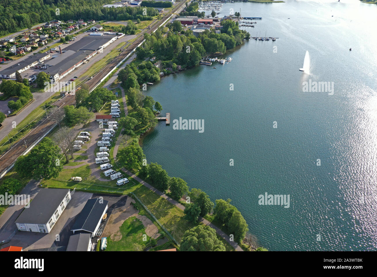 Aerial view, city of Motala.Foto Jeppe Gustafsson Stock Photo - Alamy