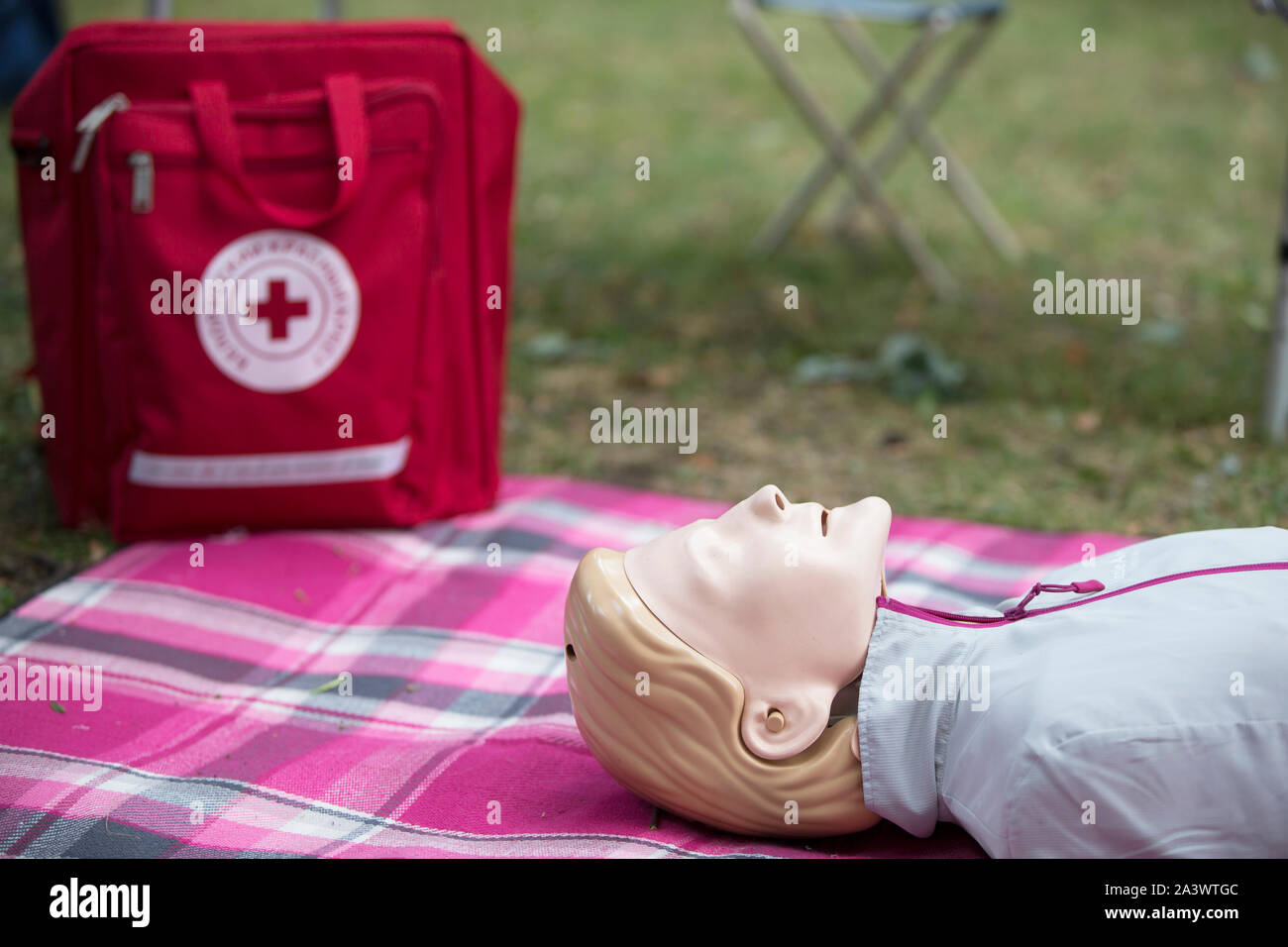 Layout for training in first aid. Training dummy for practicing ...