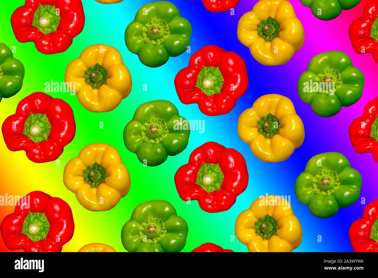 Colorful paprika pattern, texture on rainbow color background. - image ...