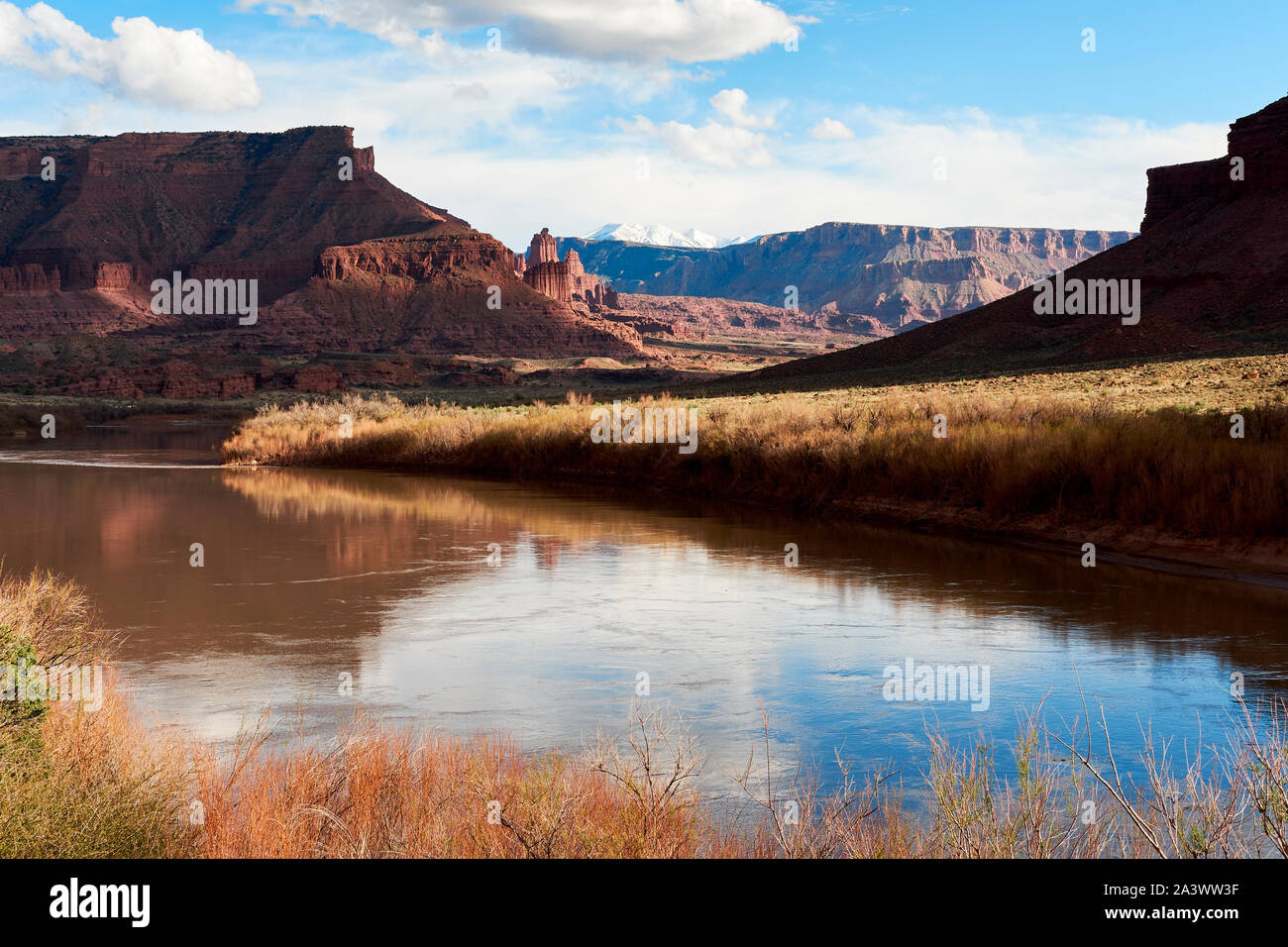 Fisher Towers and the Colorado River near Moab, Utah, USA Stock Photo ...