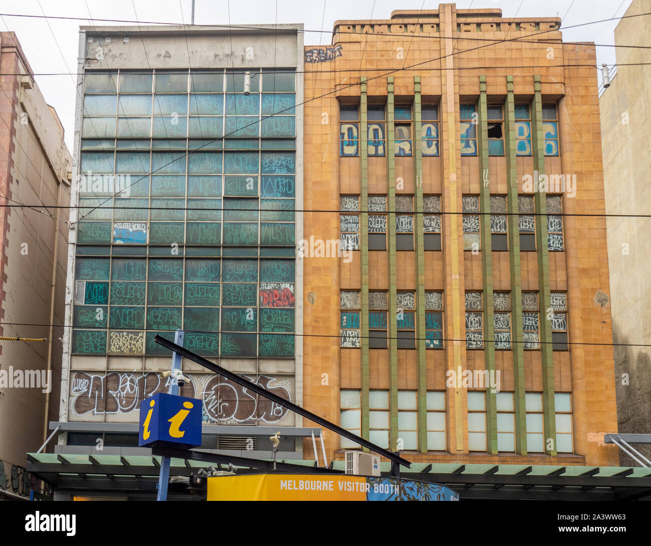 Facade of Dunkling's Diamond House building Bourke St Melbourne ...