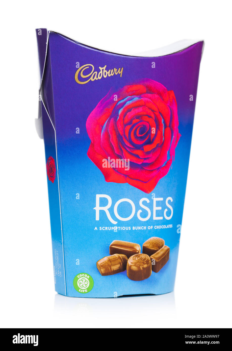 LONDON, UK - OCTOBER 10, 2019:Gift box of cadbury Roses mix chocolate ...