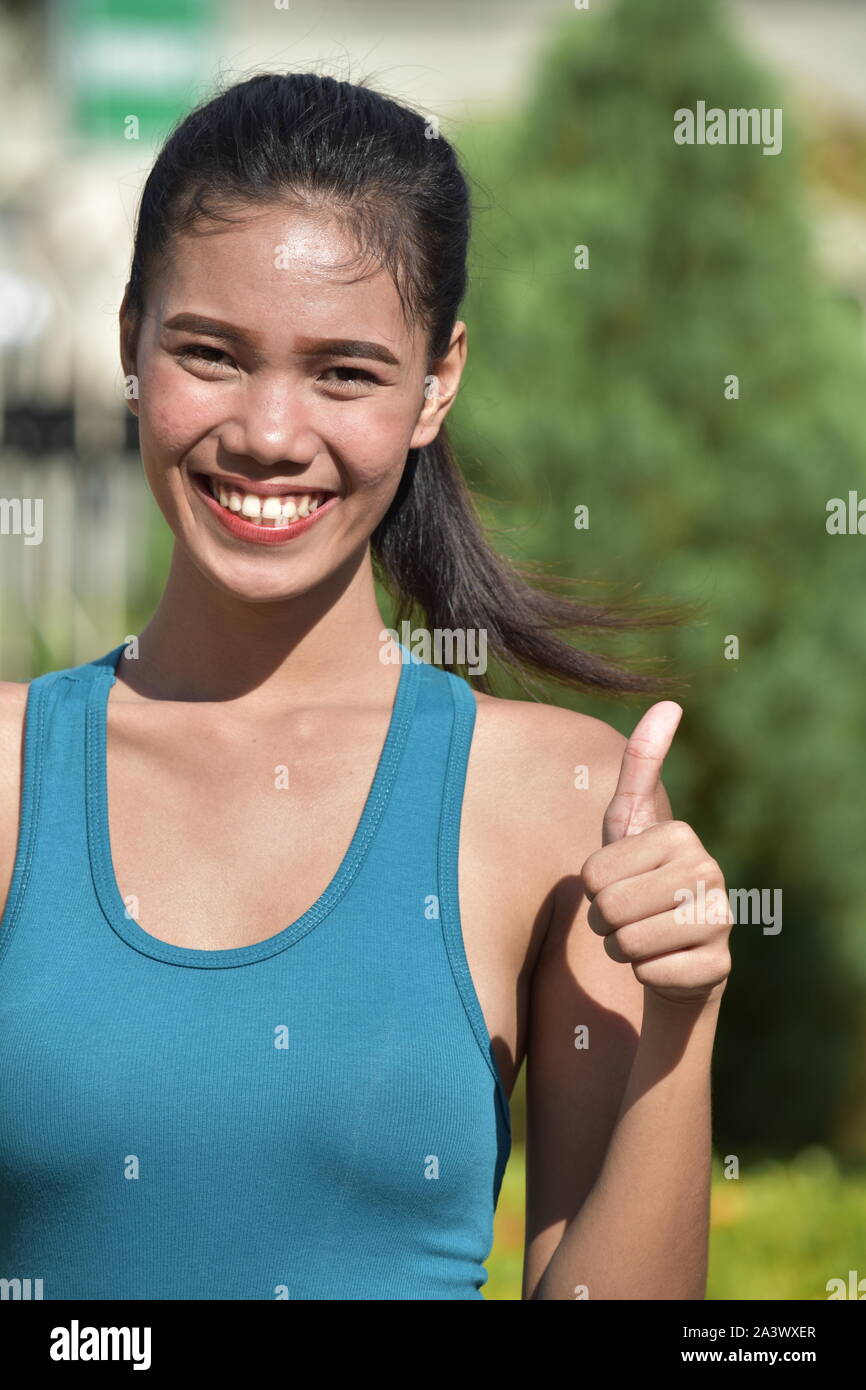 Young cute happy female hi-res stock photography and images - Alamy