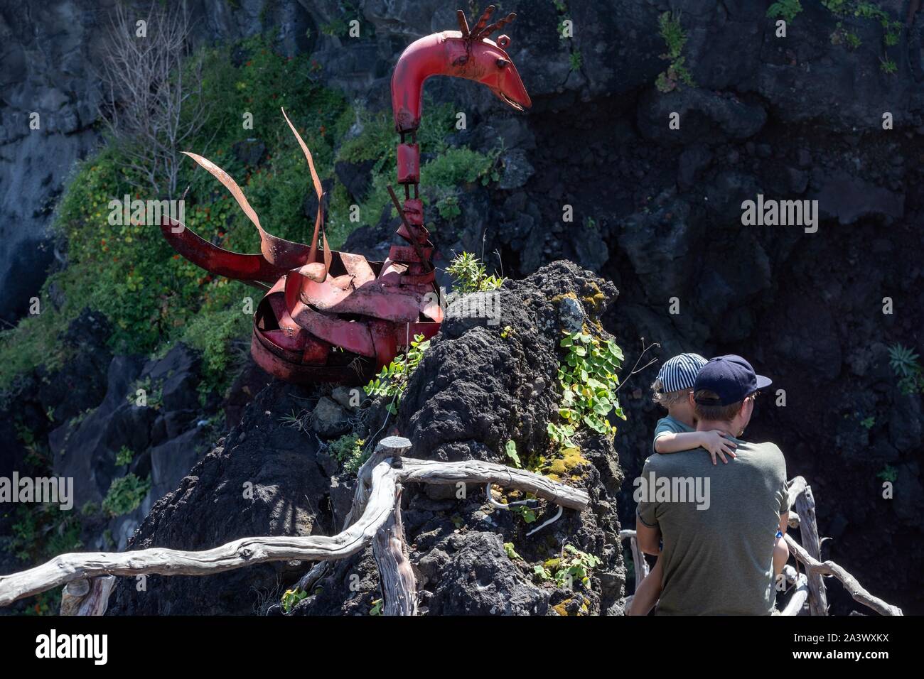 DRAGON SCULPTURE ON THE CLIFFS ALONG THE COAST, SEIXAL, ISLAND OF ...