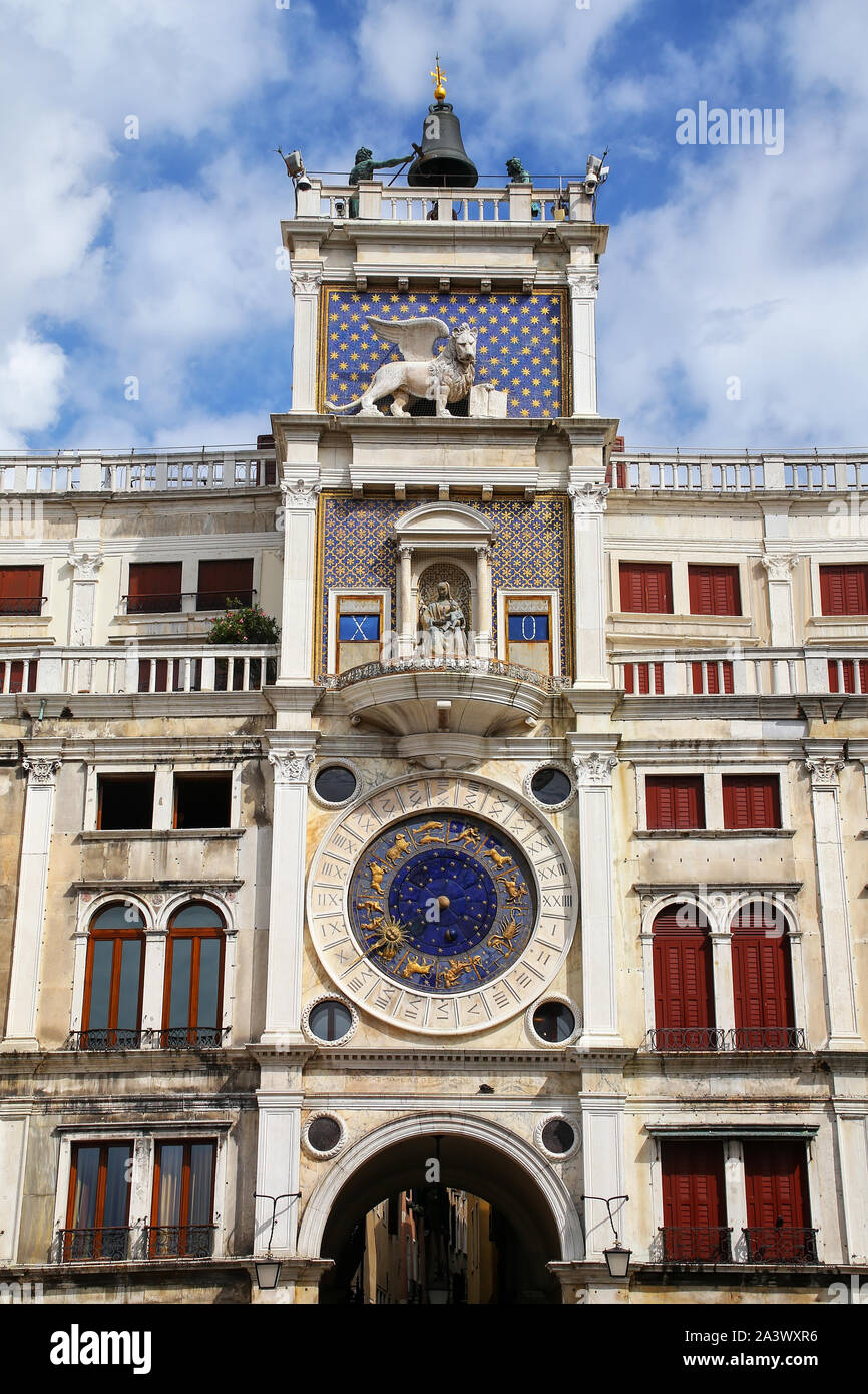 The Clock Tower on Piazza di San Marco in Venice, Italy. Clock was ...