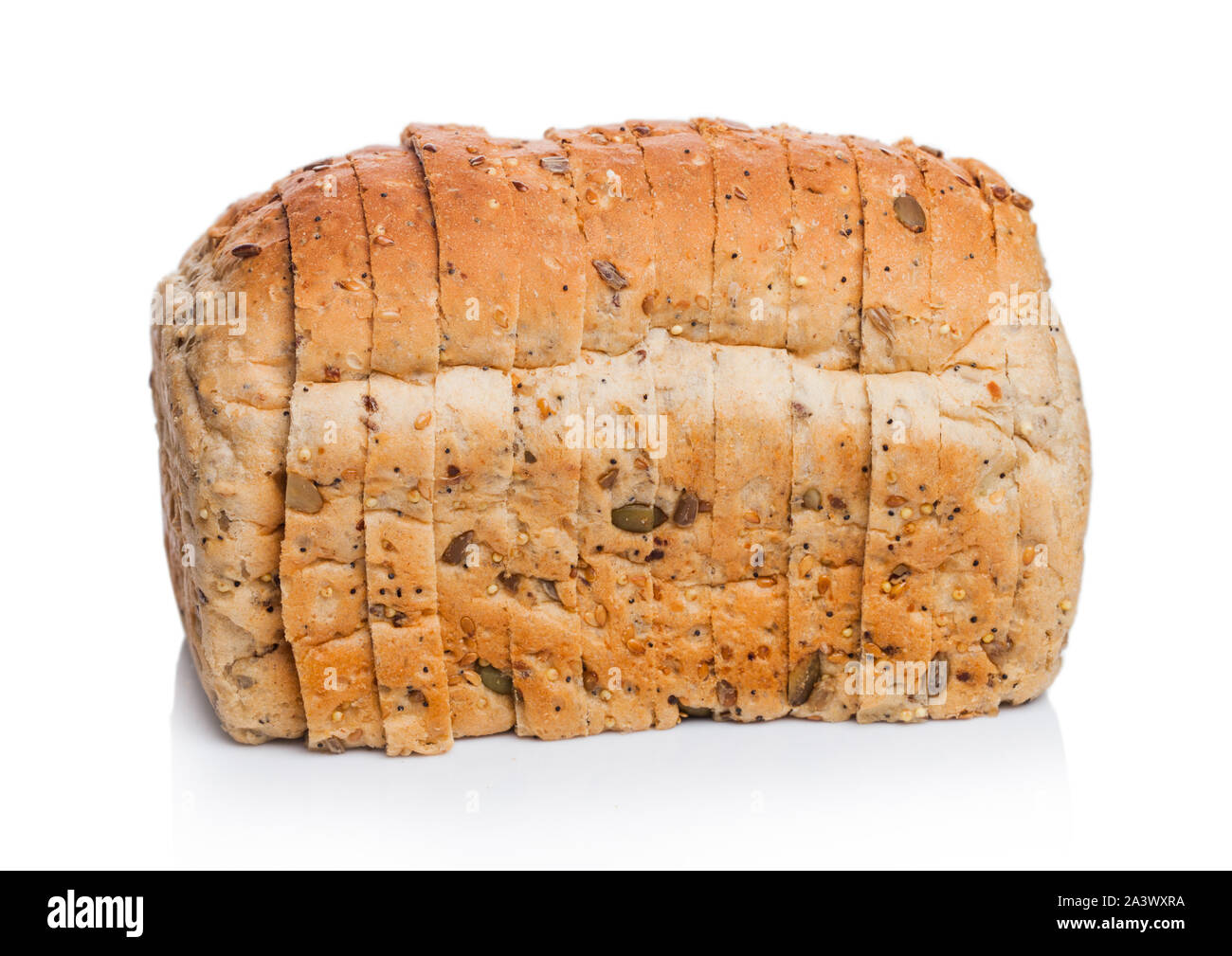 Fresh loaf of seeded bread on white. Traditional bakery heritage Stock ...