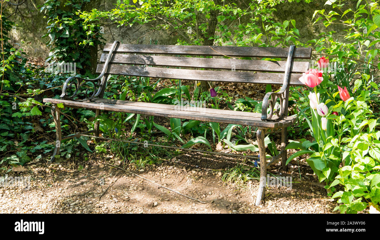 Old garden bench hi-res stock photography and images - Alamy