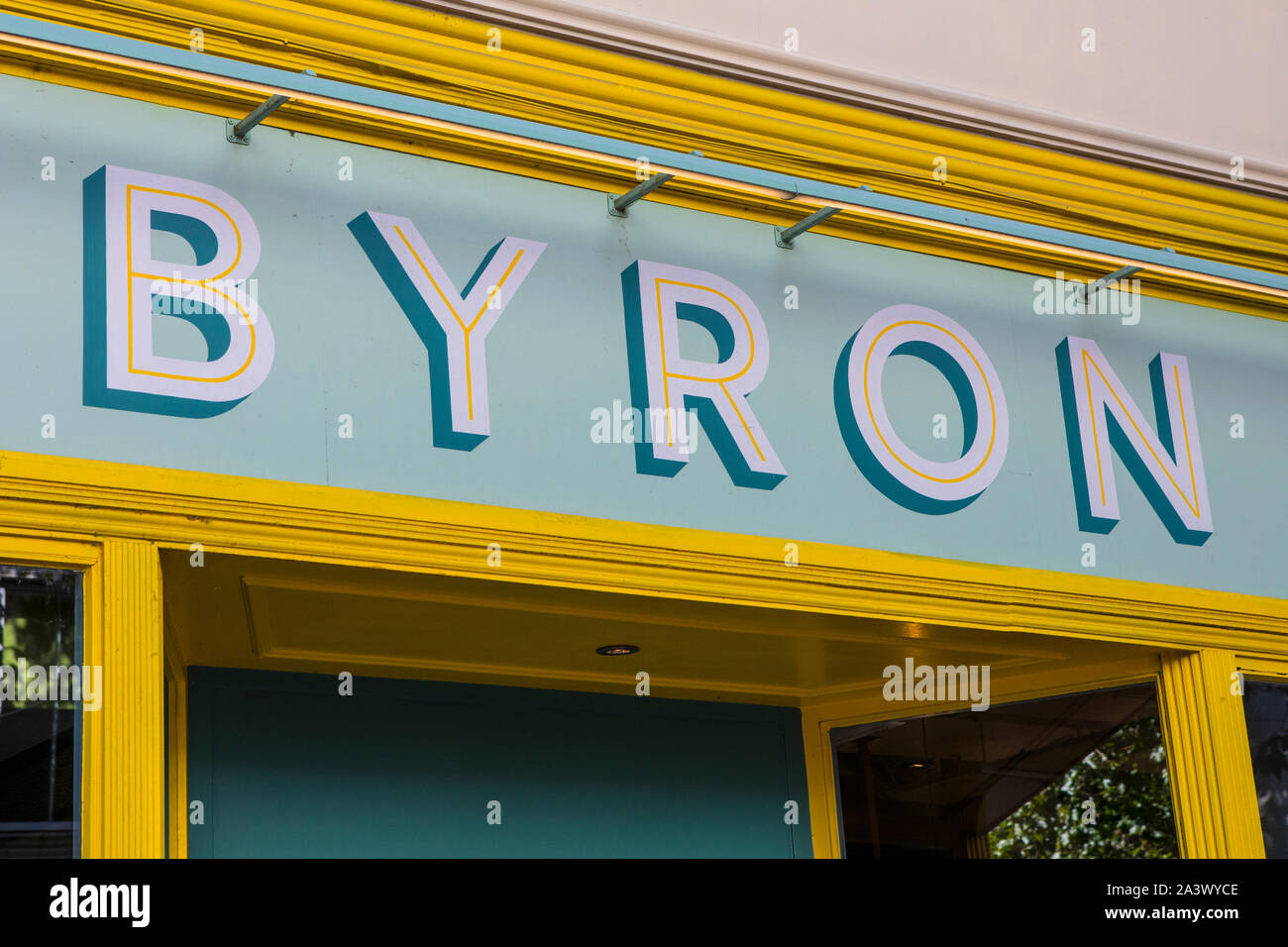 Birmingham, UK - September 20th 2019: The Byron logo above the entrance ...