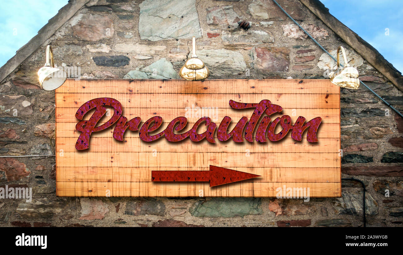 Street Sign the Direction Way to Precaution Stock Photo - Alamy