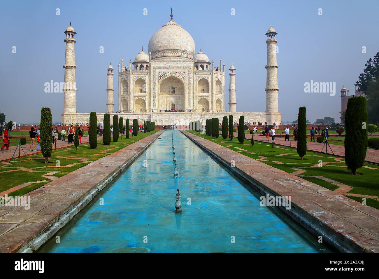 Taj Mahal with reflecting pool in Agra, Uttar Pradesh, India. It was ...