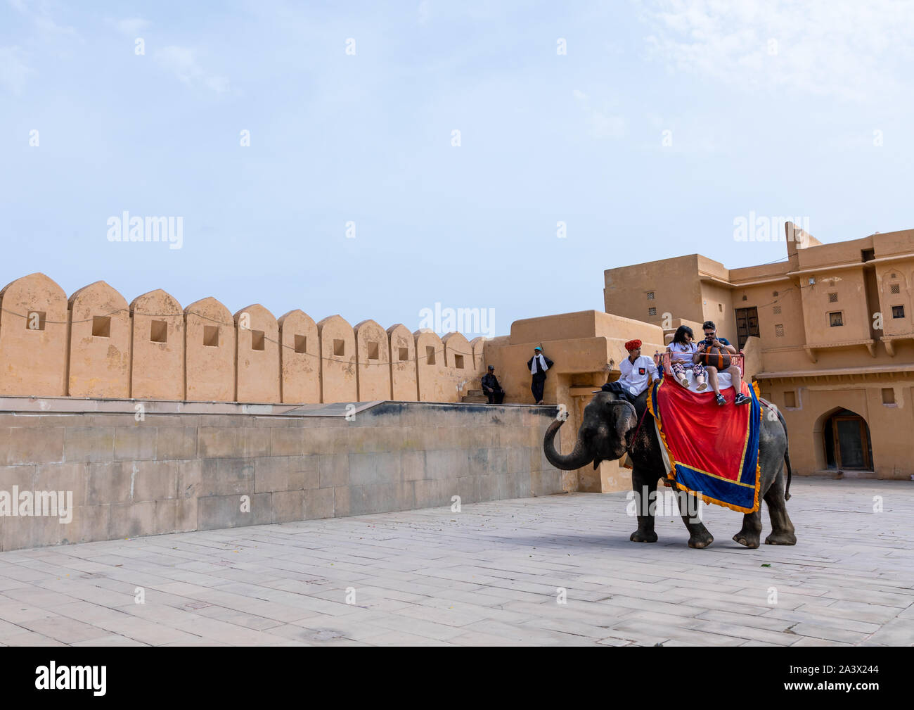 Elephant ride for tourists in Amer fort and palace, Rajasthan, Amer ...