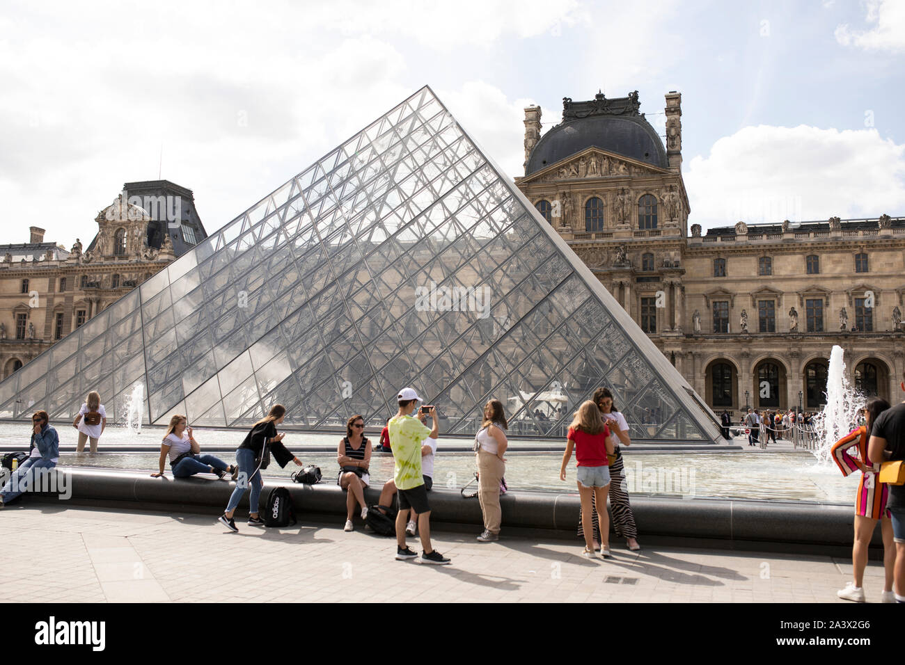 The glass pyramid at the Louvre in Paris, France, designed by architect ...