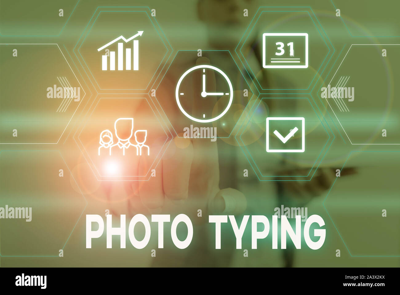 Conceptual hand writing showing Photo Typing. Concept meaning metal ...