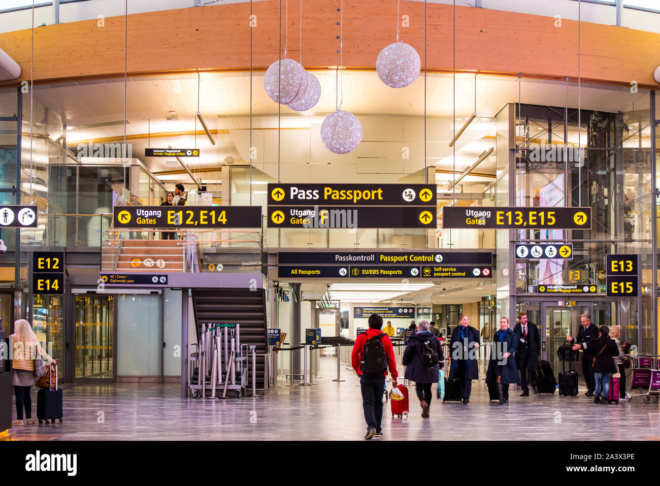 Interiors of International terminal of Oslo Gardermoen Airport (OSL ...