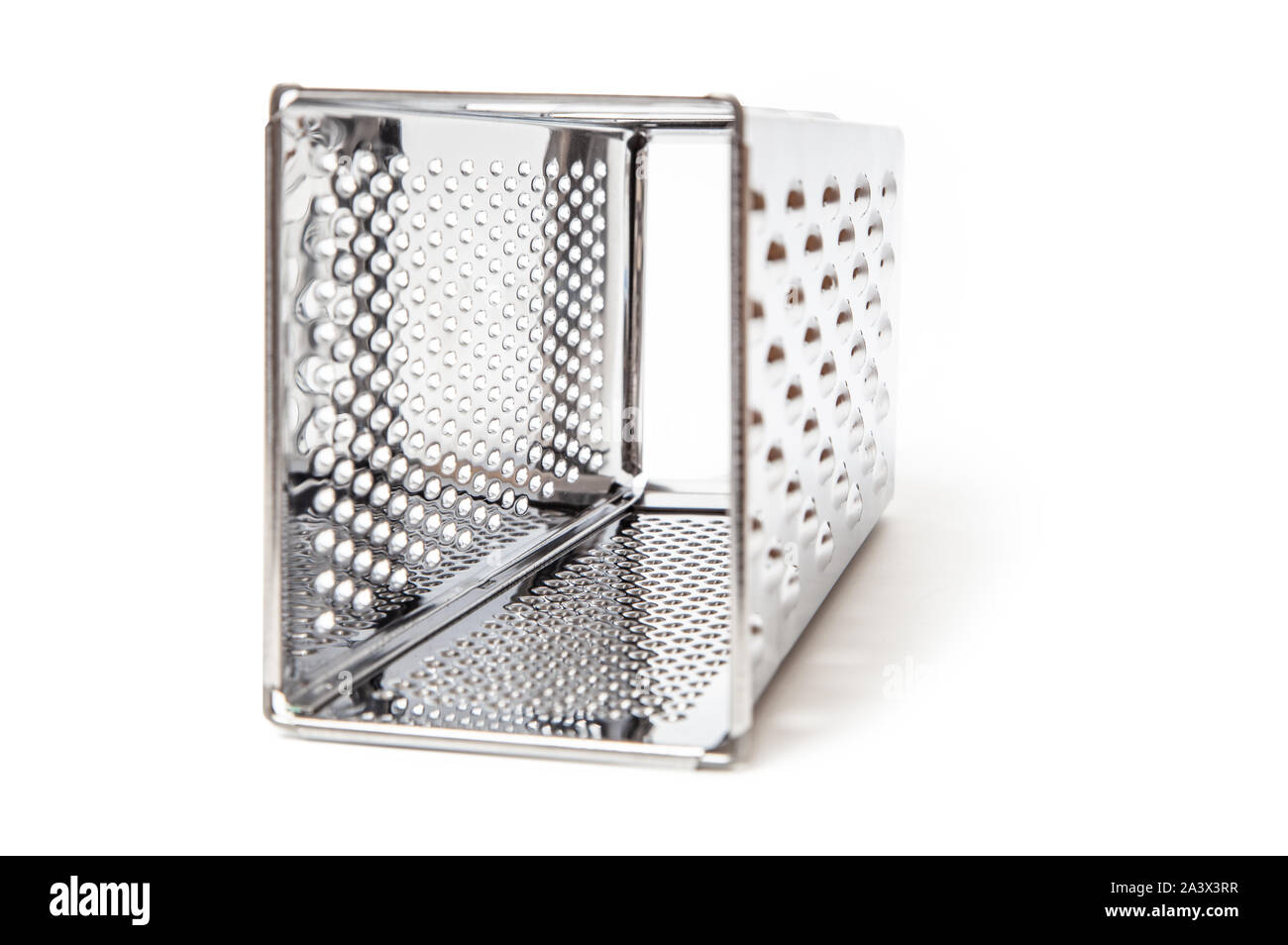 Grater blade. Texture of the chrome metal blades. Inside view of the ...