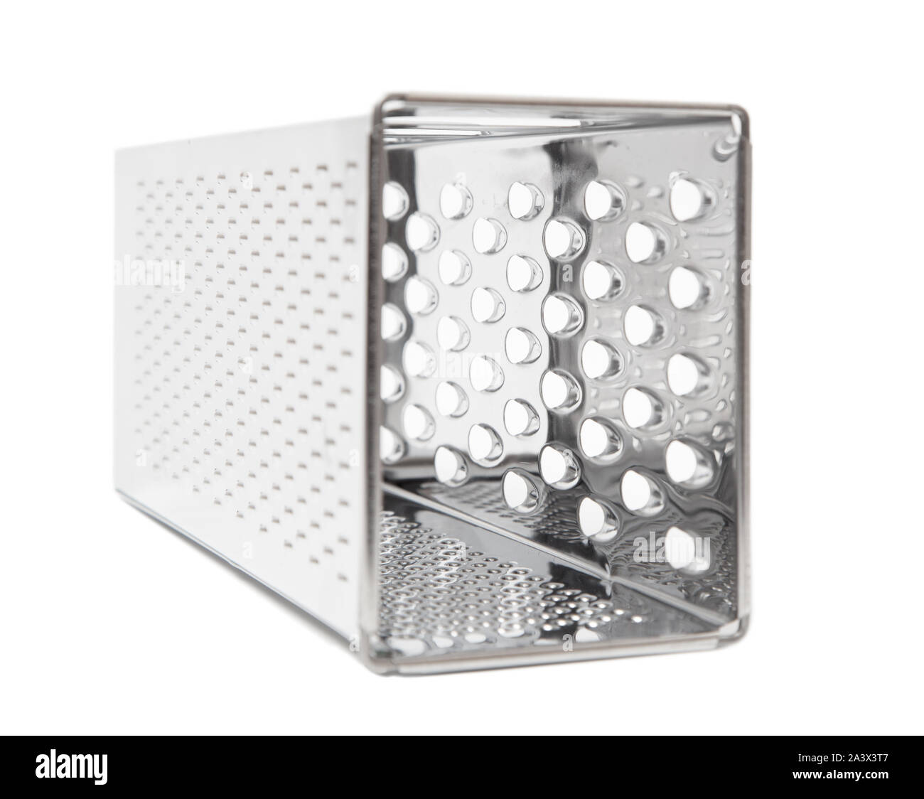 Grater blade. Texture of the chrome metal blades. Inside view of the ...