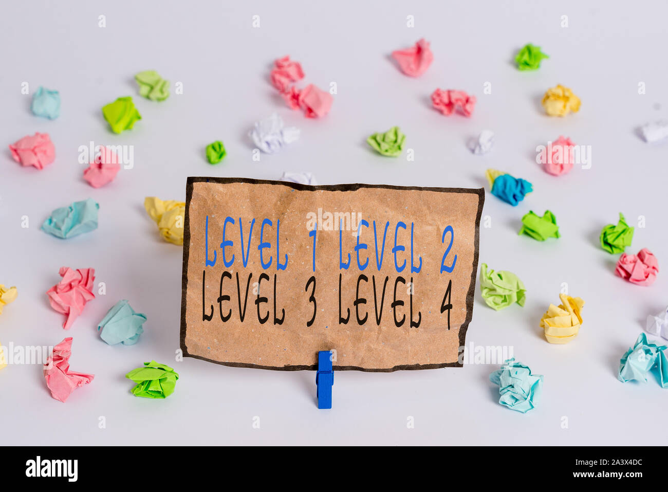 Text sign showing Level 1, 2, 3 and 4. Business photo text Steps levels ...