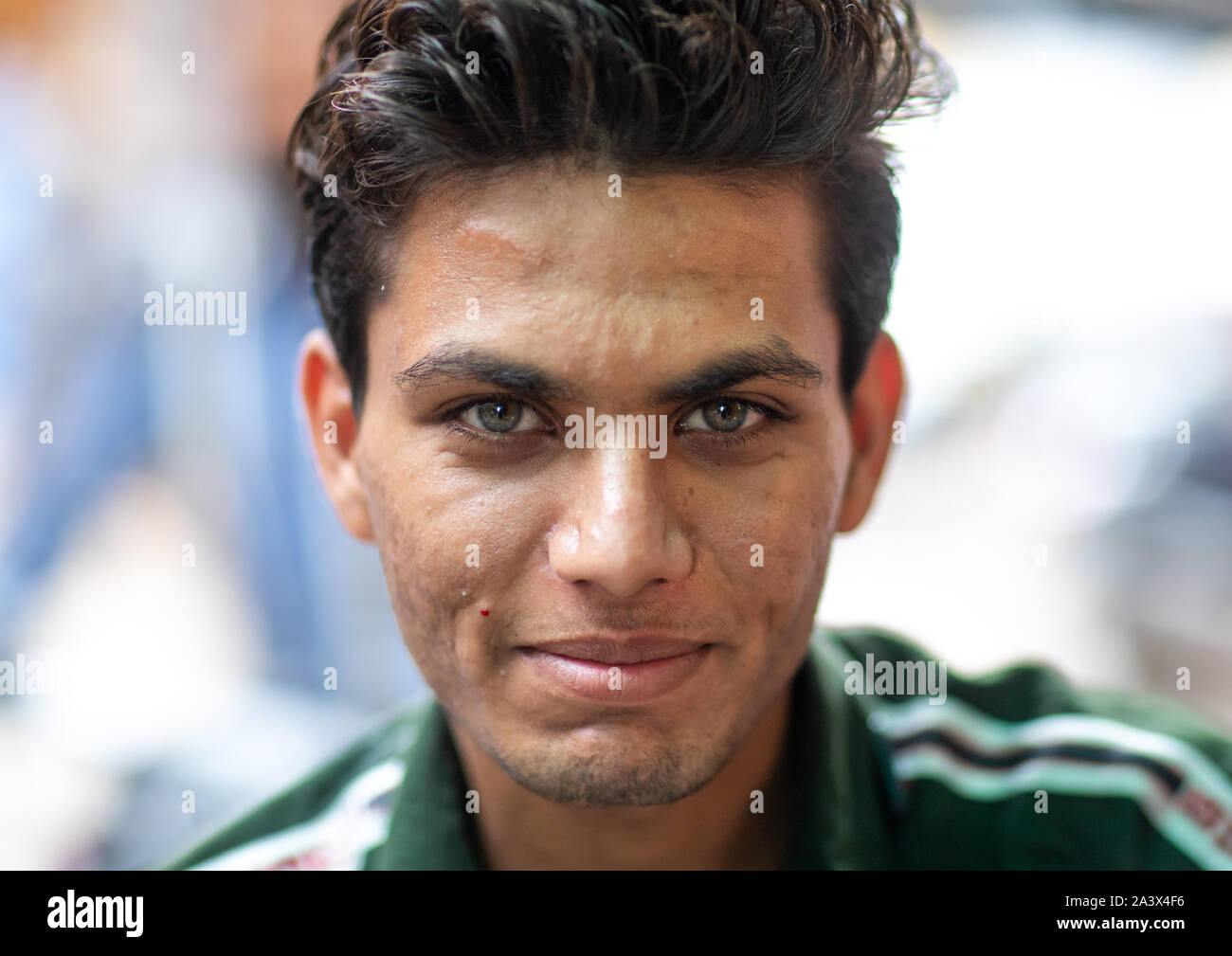 Portrait of an indian man with clear eyes, Rajasthan, Bundi, India ...