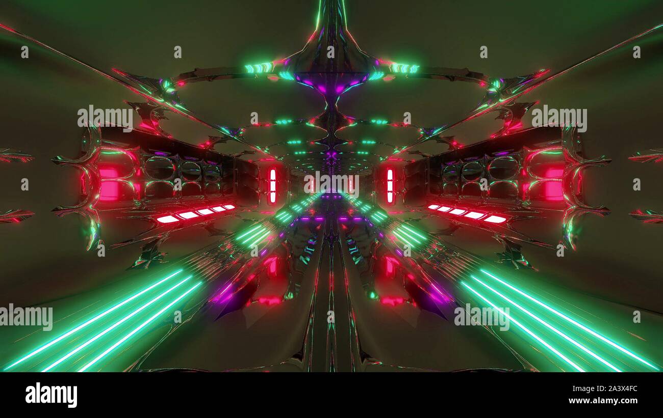 futuristic scifi alien tunnel building 3d rendering wallpaper ...