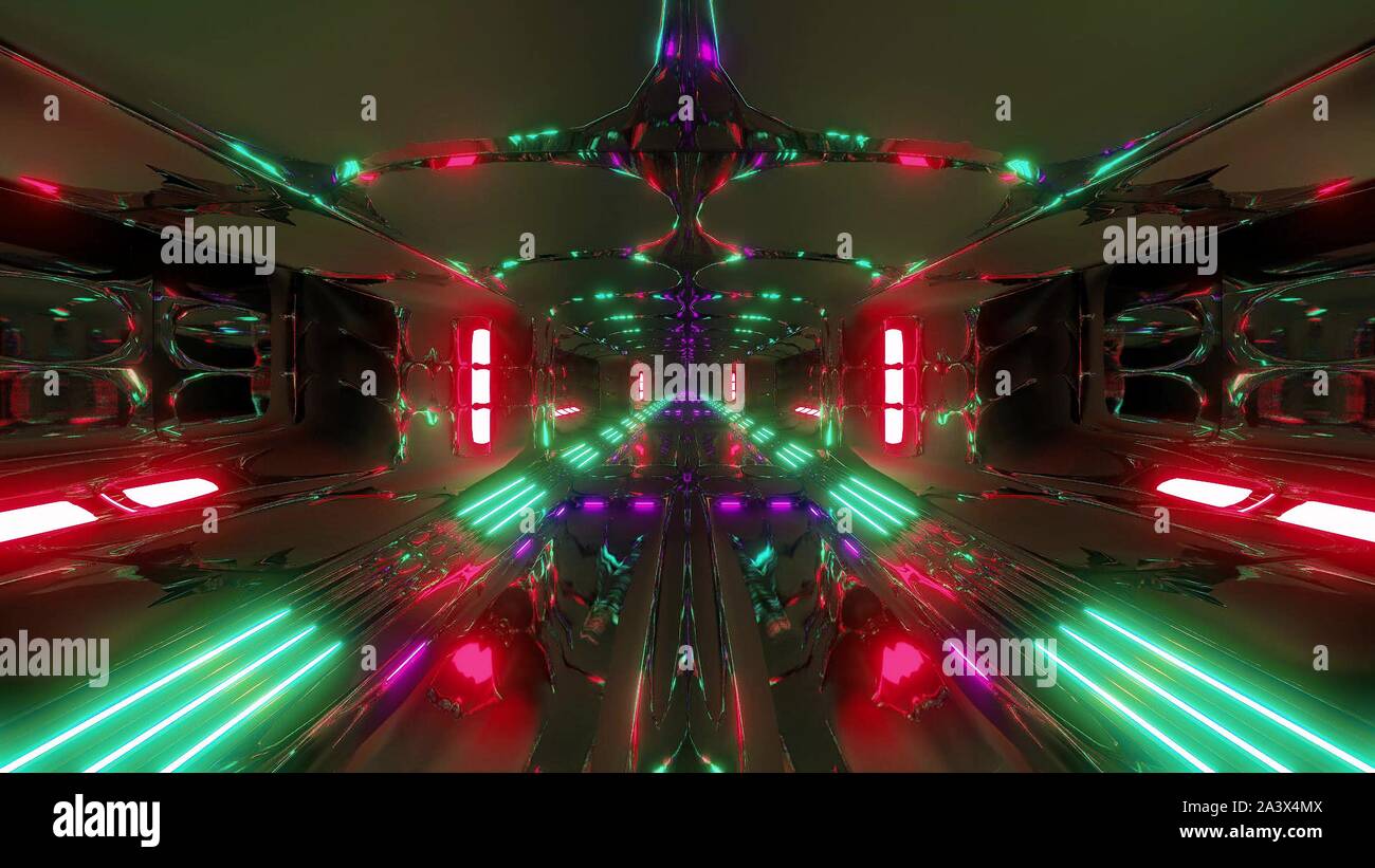 futuristic scifi alien tunnel building 3d rendering wallpaper ...