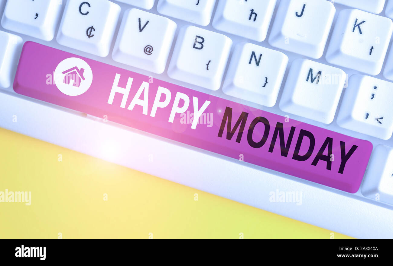 Writing note showing Happy Monday. Business concept for telling that ...