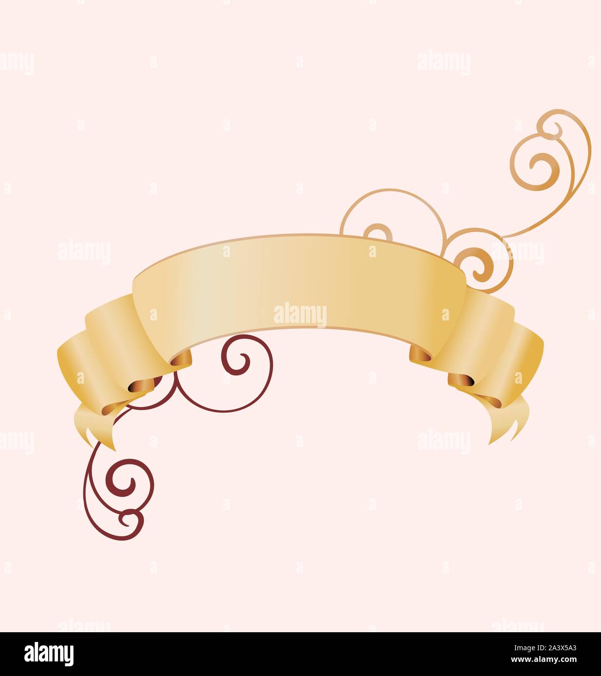 beige vector scroll banner with decorative flourishes isolated on light ...