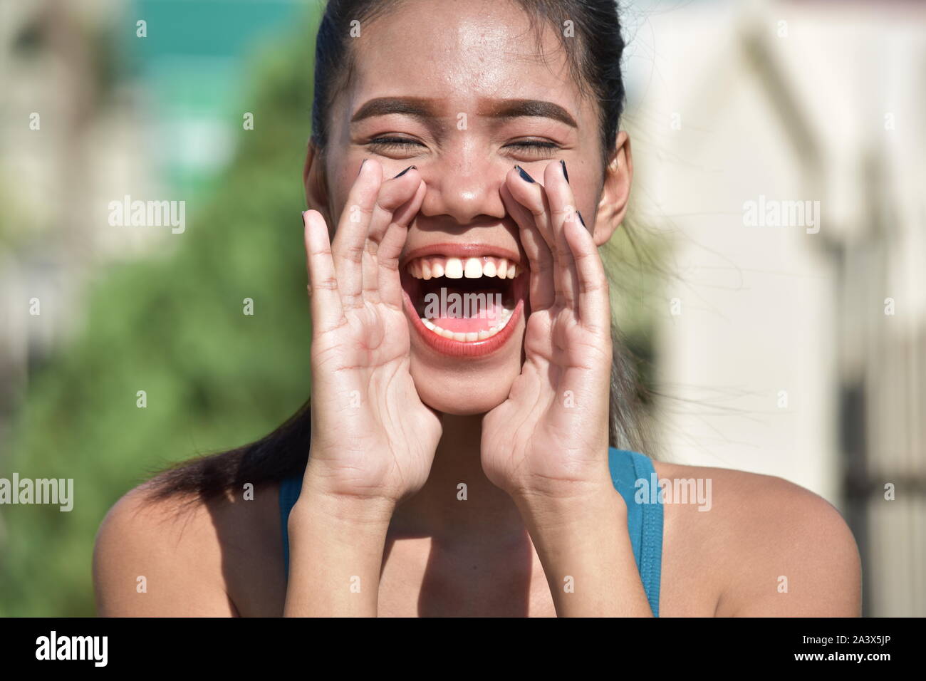 Beautiful Diverse Female Shouting Stock Photo - Alamy